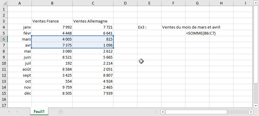La fonction SOMME - Excel formation