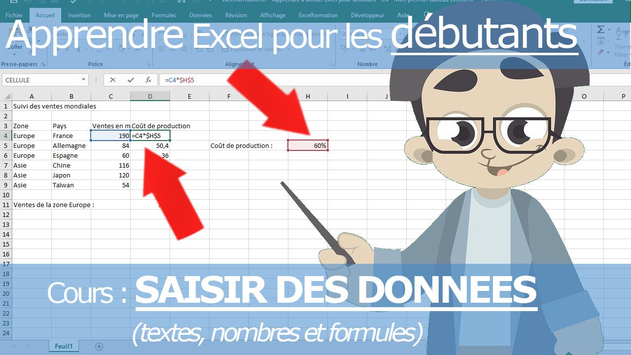 Apprendre à Utiliser Excel Pour Les Débutants Saisir Des Données Dans Excel Textes Nombres