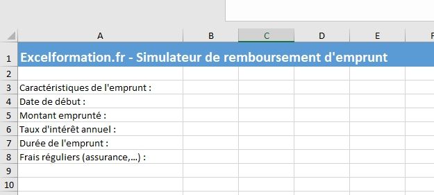 Tableau De Remboursement D Emprunt Excel