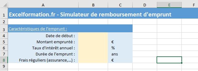 Tableau De Remboursement D Emprunt Excel