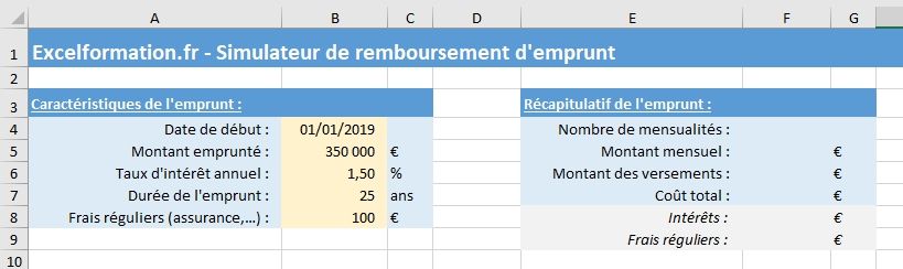 Tableau Amortissement Pret Excel