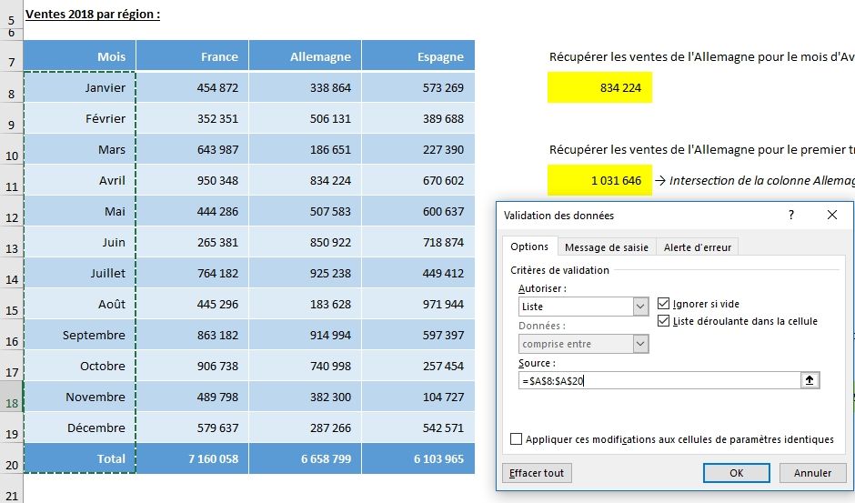 Comment trouver les cellules communes à plusieurs plages avec l'opérateur d'INTERSECTION d'Excel ...