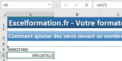 Comment ajouter des zéros devant un nombre sur Excel - Excel formation