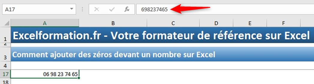 Comment ajouter des zéros devant un nombre sur Excel - Excel formation