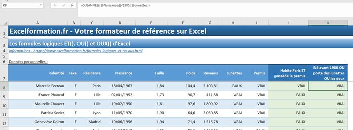 Les formules logiques ET(), OU() et OUX() d’Excel pour combiner des ...