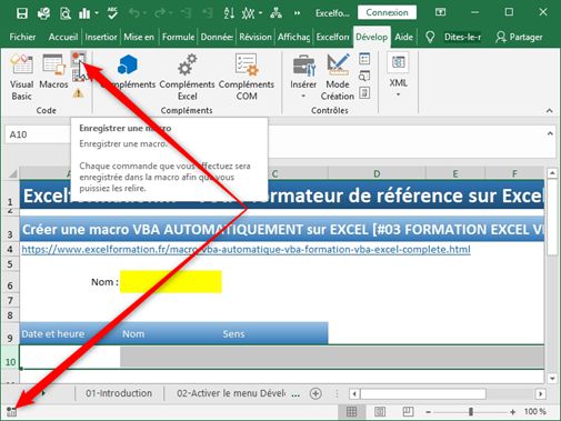 Créer Une Macro Vba Automatiquement Sur Excel Avec Lenregistreur 03 Formation Excel Vba