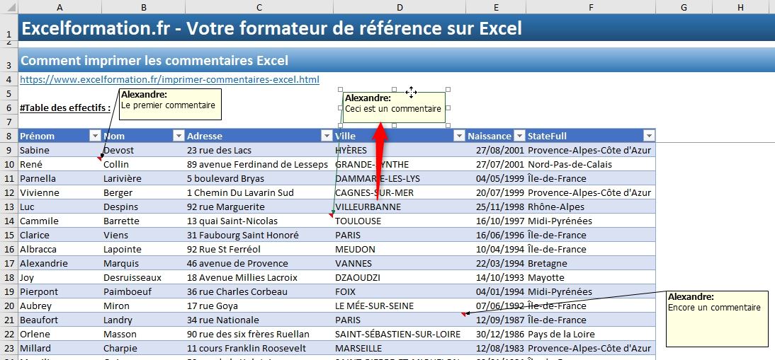 COMMENT AFFICHER ET IMPRIMER TOUS LES COMMENTAIRES D’UNE FEUILLE SUR EXCEL (Les 2 méthodes ...