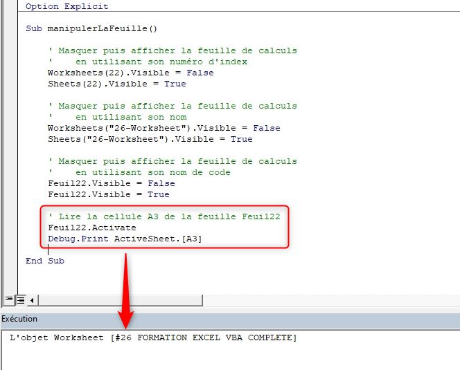 Manipuler Les Feuilles De Calculs En Vba Avec Lobjet Worksheet 26 Formation Excel Vba