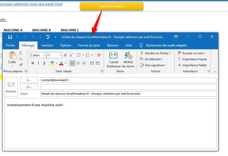 Comment envoyer la sélection par mail en 1 clic avec VBA sur Excel - Excel formation