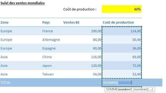 Apprendre à saisir une formule dans Excel – Apprendre Excel pour les ...