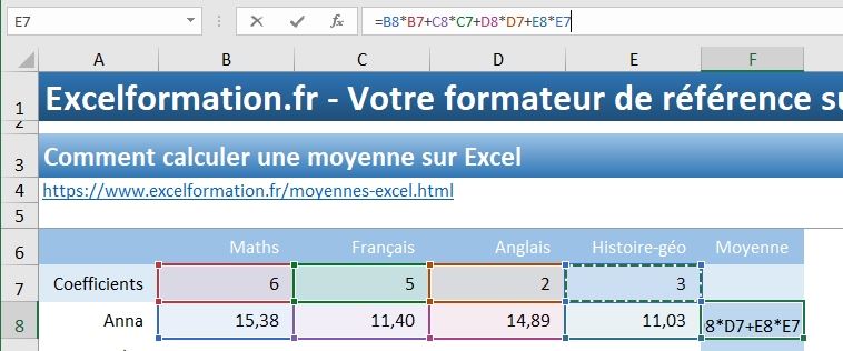 Comment calculer une moyenne arithmétique ou pondérée sur Excel - Excel ...