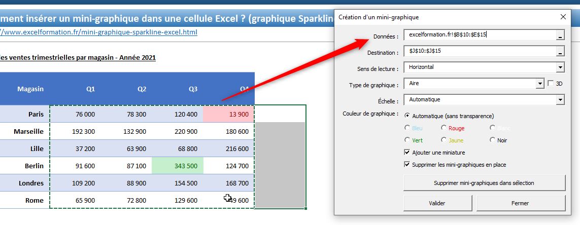 Comment insérer une série de mini-graphiques dans des cellules Excel ...