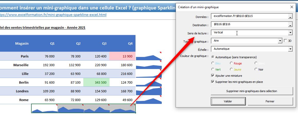 Comment insérer une série de mini-graphiques dans des cellules Excel ...