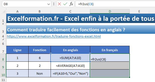 Comment traduire automatiquement des fonctions Excel dans leur version originale ? - Excel formation