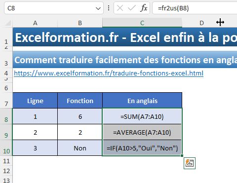 Comment traduire automatiquement des fonctions Excel dans leur version originale ? - Excel formation