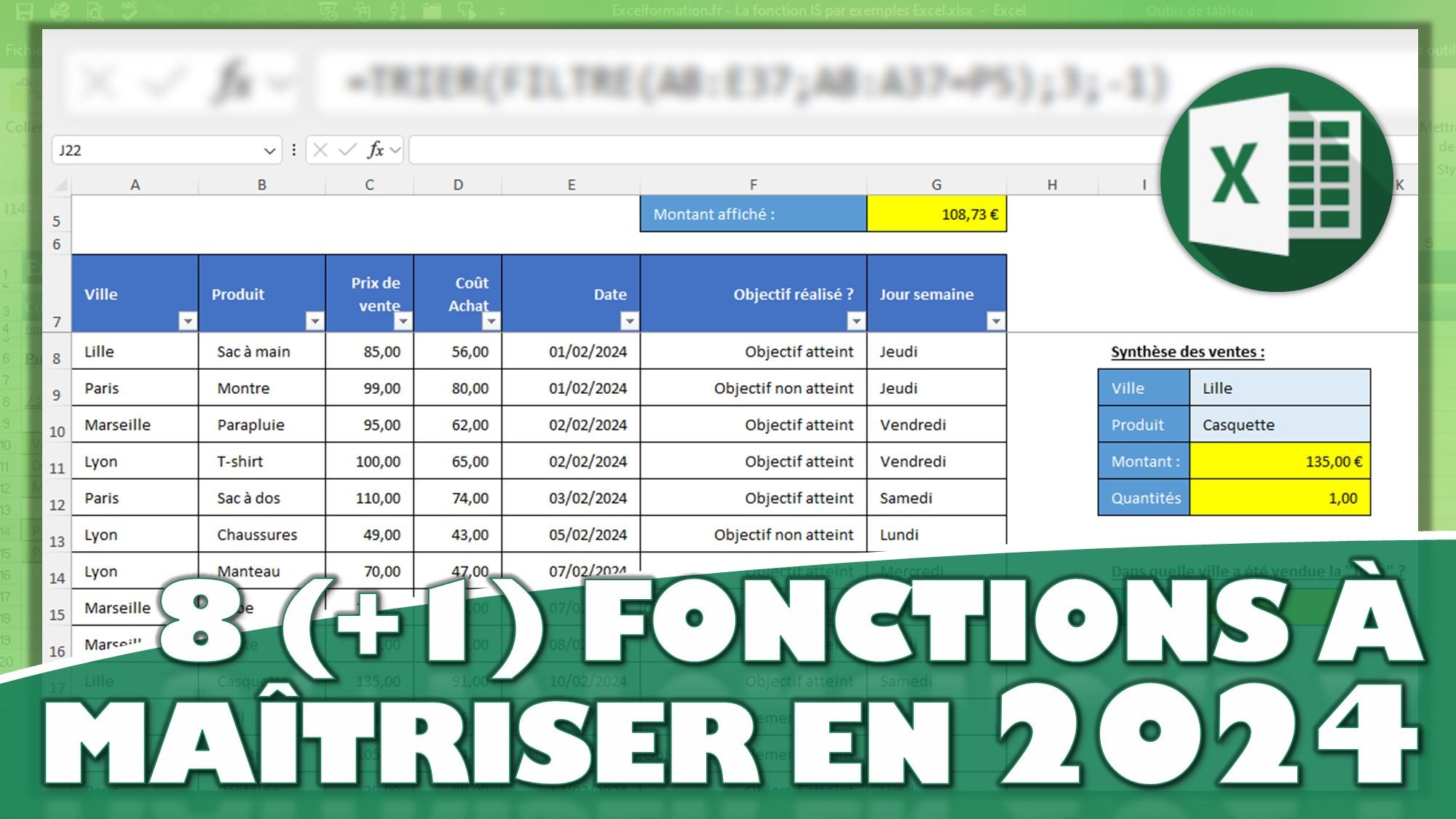 Les 8 (+1 incroyable) fonctions Excel à maîtriser absolument en 2024 - Excel formation